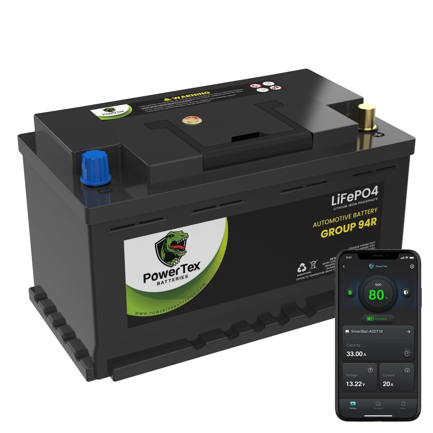 PowerTex Batteries BCI Group 94R / H7 Lithium LiFePO4 Automotive Batte