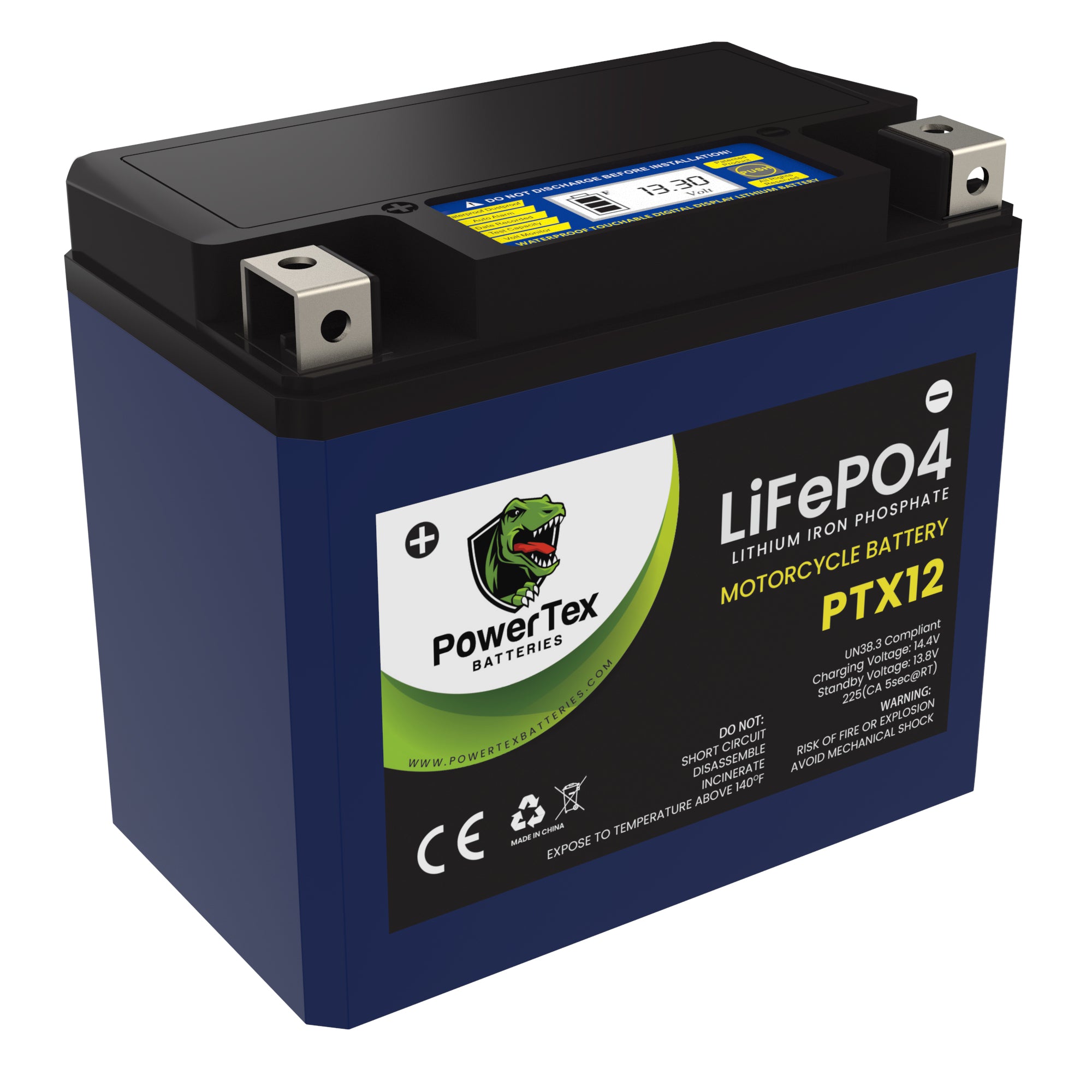 PowerTex YTX12-BS LiFePO4 Lithium Iron Phosphate Motorcycle Battery ...