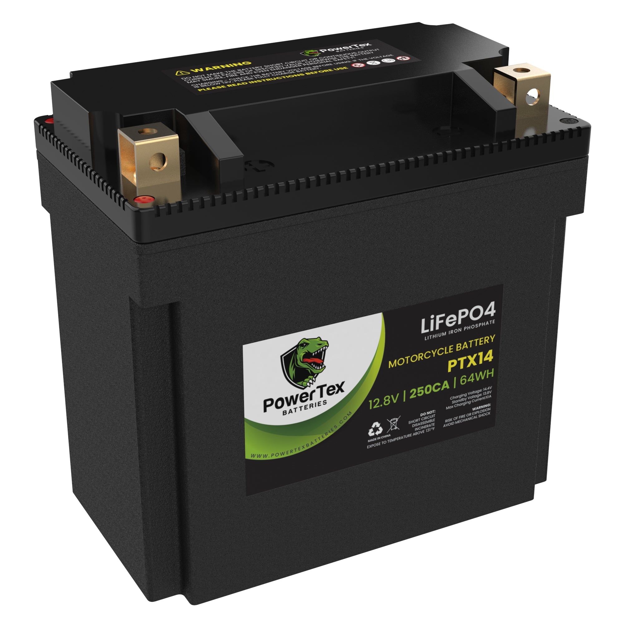 PowerTex YTX14-BS LiFePO4 Lithium Iron Phosphate Motorcycle Battery ...